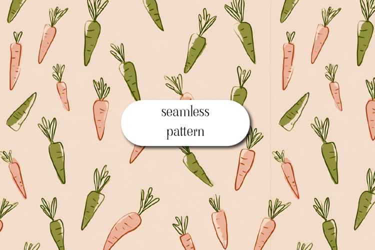 Seamless Minimal Carrot Pattern on Sage Green (6554782)