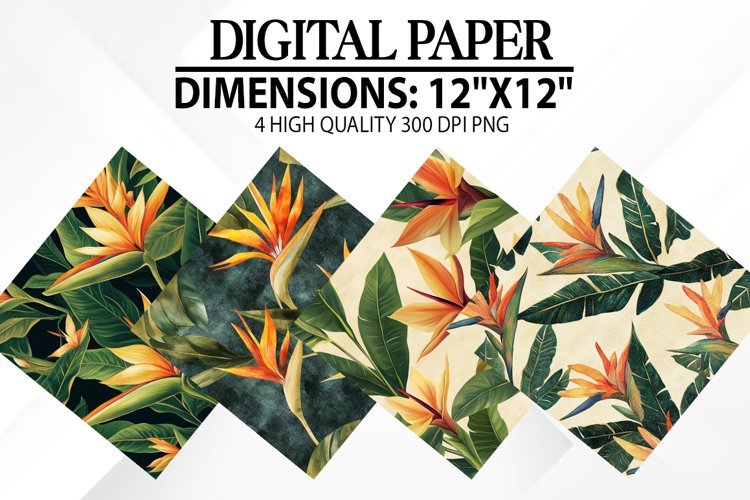 Bird Of Paradise Digital Paper, Paradise Background
