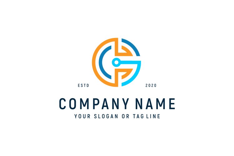 initial letter G C tech logo design vector (4222250)