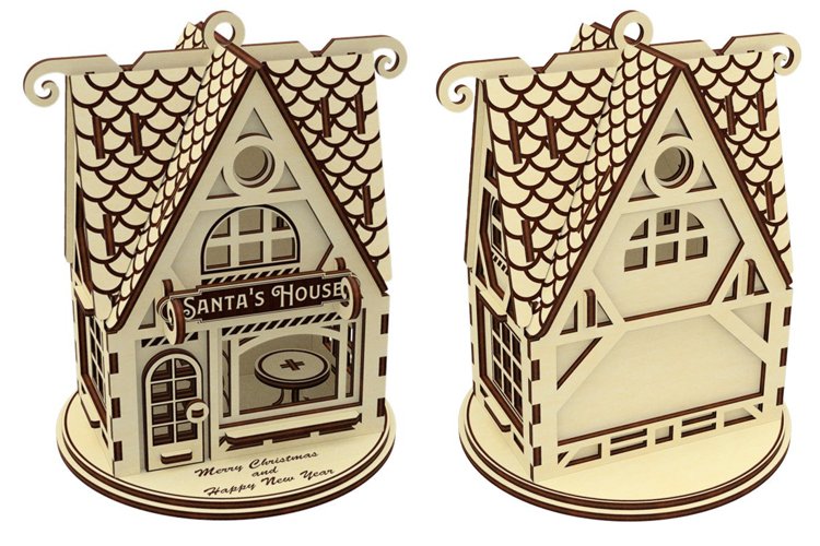 Santa's Christmas House - laser cut file, Glowforge pattern (1438306 ...