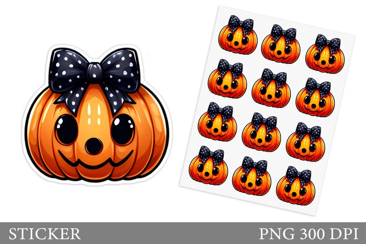 Cute Pumpkin Sticker Template. Halloween Sticker (4451817)
