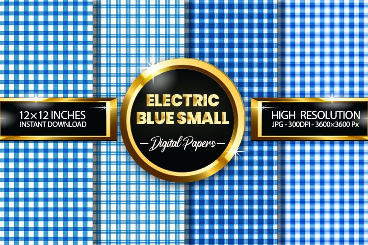 Electric Blue Small Gingham Digital Papers - 04 (3001269)
