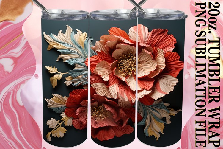 Lush 3D Flower Tumbler Sublime Wrap 20oz