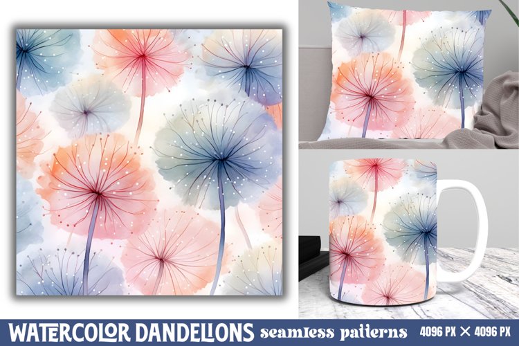 Watercolor dandelions digital paper Backgrounds,