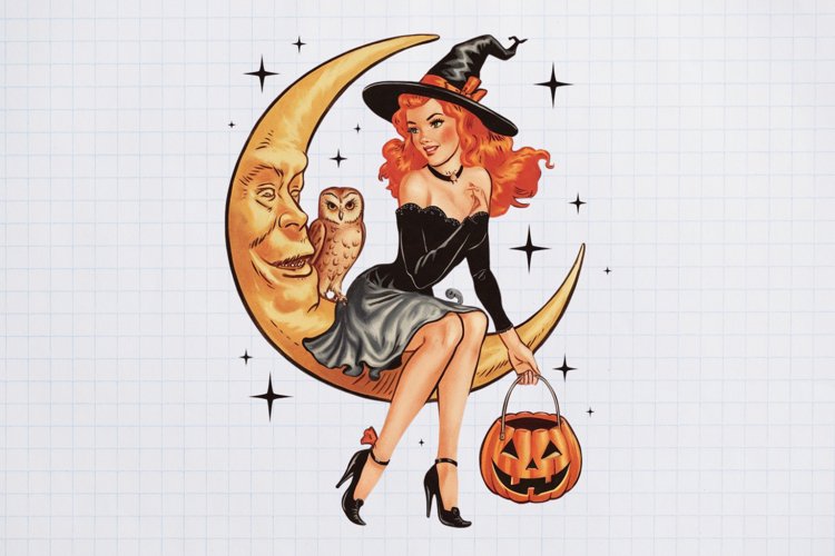 Vintage Witch Halloween Sublimation PNG (4587562)
