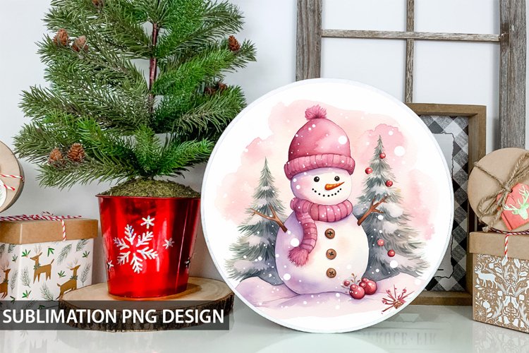 Christmas Snowman Round Sign