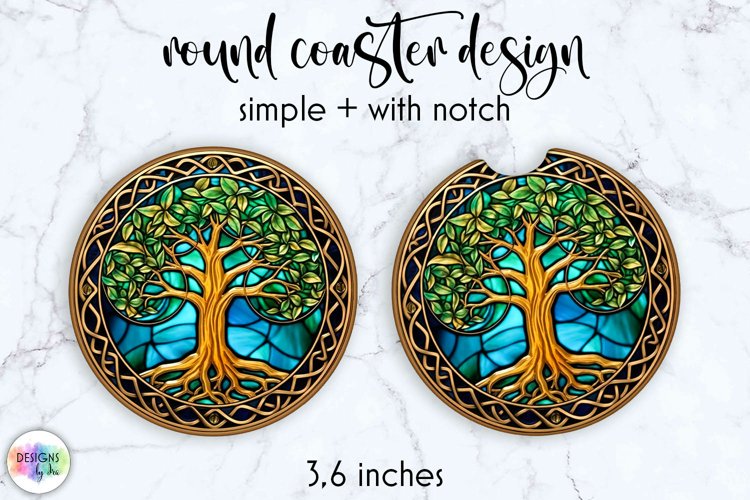 Stained Glass Rose Gold Car Coaster | Tree of Life Coaster