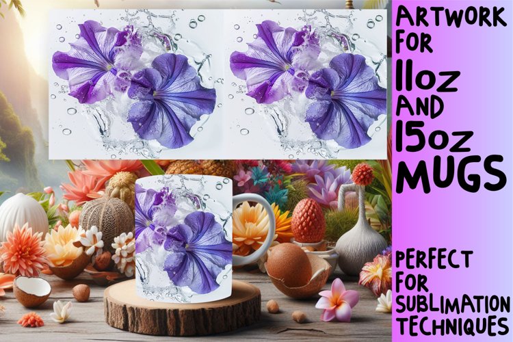 Oceanic Tranquility: Floral Water Design Mug Wrap (3683586)