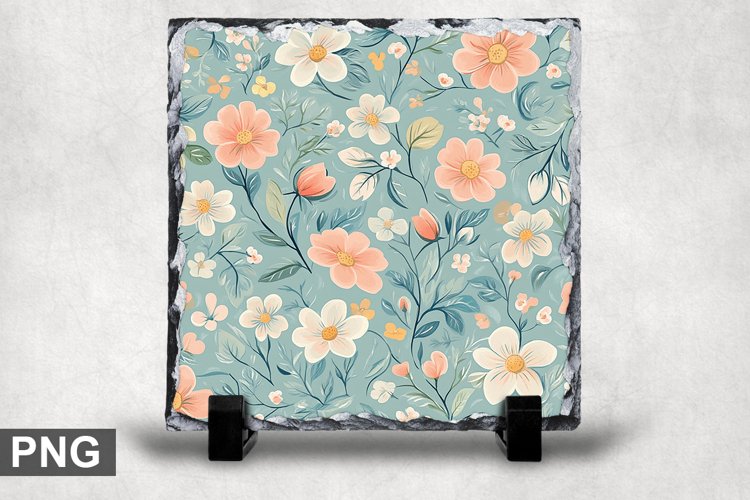 Pastel Flowers Square Sublimation Slate Design