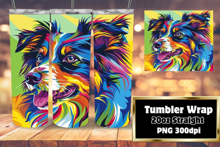 Playful Abstract Dog Design Tumbler Wrap 20oz (4442322)