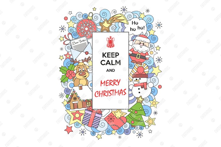 Keep Calm and Merry Christmas. Cute greeting card. (511934)