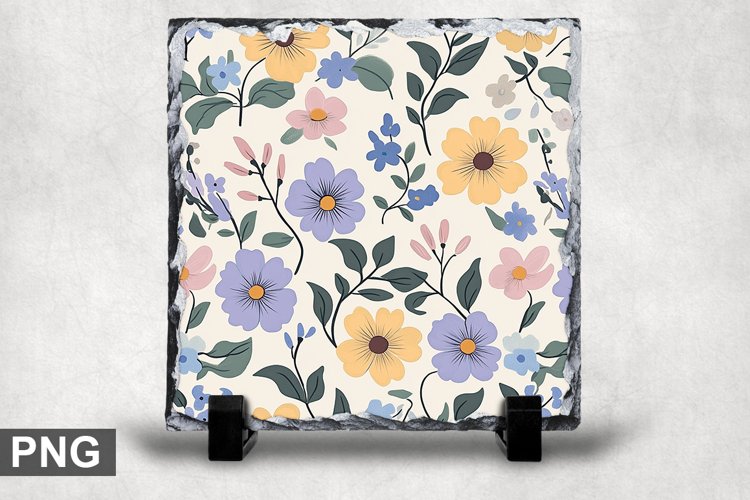 Pastel Flowers Square Sublimation Slate Design