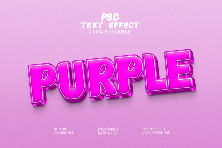Purple 3d Text Effect PSD File