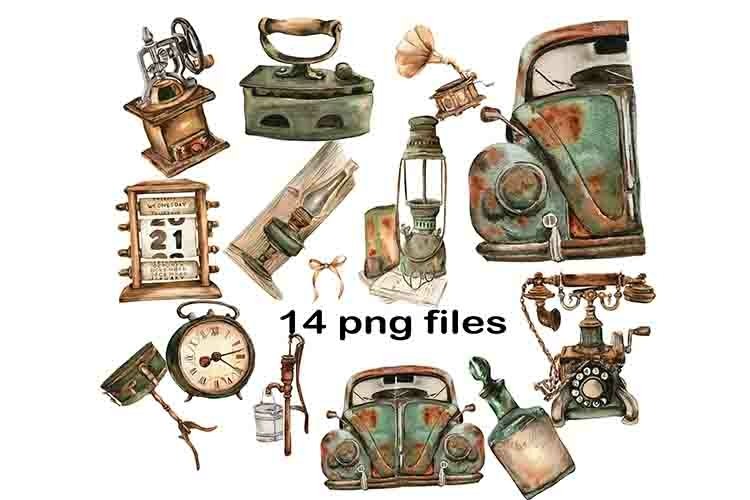 Watercolor vintage style clipart (1337007) | Illustrations | Design Bundles