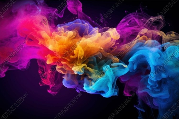 Vibrant ink clouds in water abstract