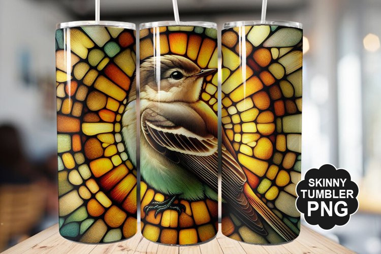 Eastern Phoebe Single Bird Stained Glass - Tumble Design