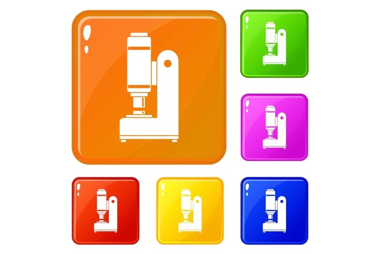 Blacksmith automatic hammer icons set vector color