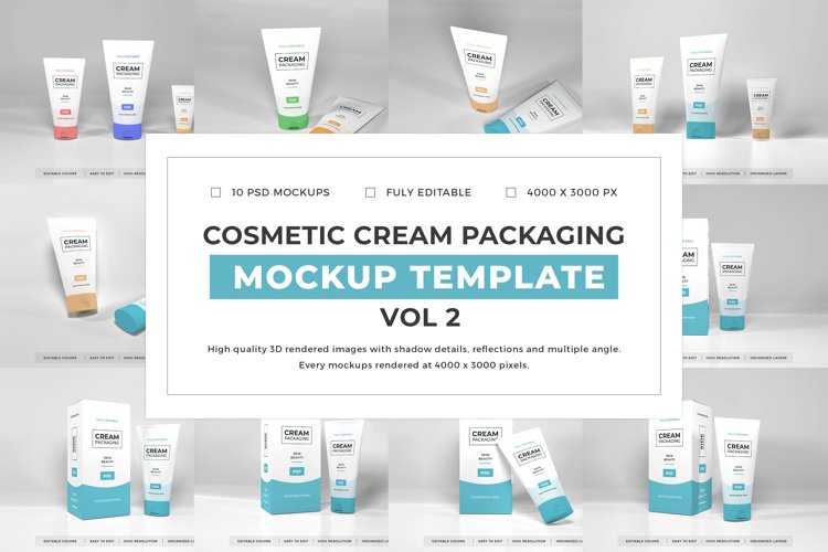 Cosmetic Cream Packaging Mockup Template Bundle (1078788)