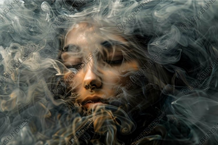 Dreamy portrait in swirling smoke
