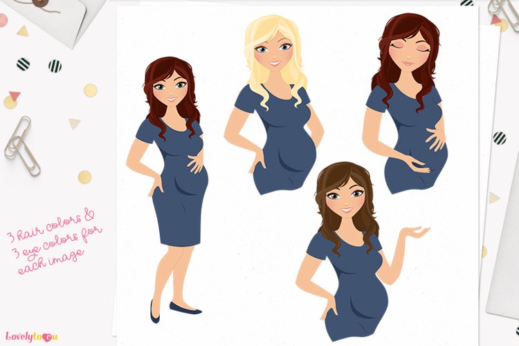 Woman maternity character clip art L193 Brook (44431) | Illustrations ...