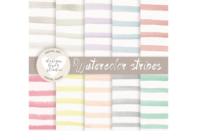 Watercolor Stripes Digital Papers (5002)