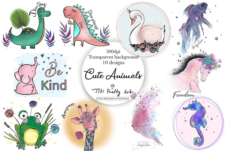 Cute Animals Bundle PNG, Animal Sublimation PNG (895199) | Sublimation ...