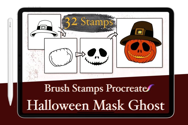 Procreate Brush Stamps Ghost Halloween Scarecrow Pumpkin (1311377 ...