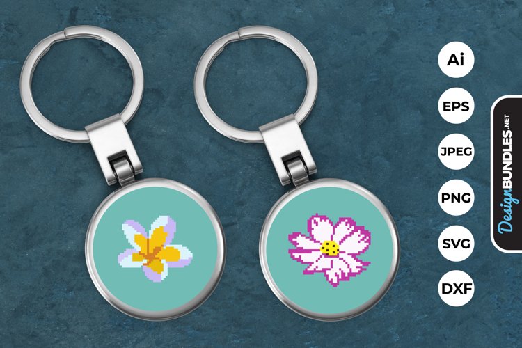 Pixel Flower Keychain