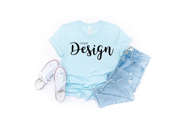 Bella Canvas Mockup 3001 Heather Ice Blue T-shirt (1102495)