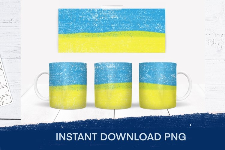 Yellow and blue mug sublimation. Ukraine