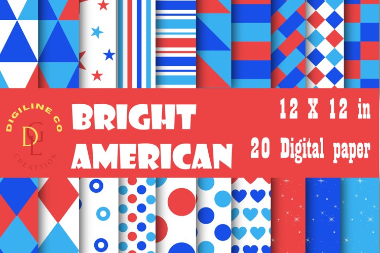 Bright Patriotic USA Digital paper United States clipart