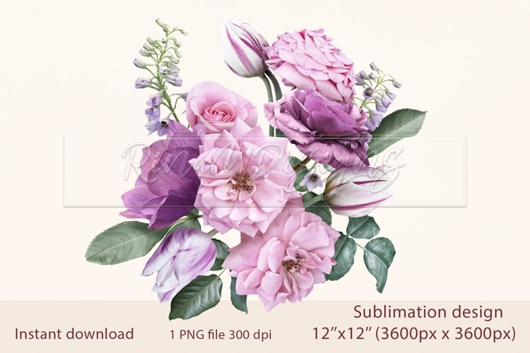 Floral sublimation design. Bouquet of flowers PNG. (1087805 ...