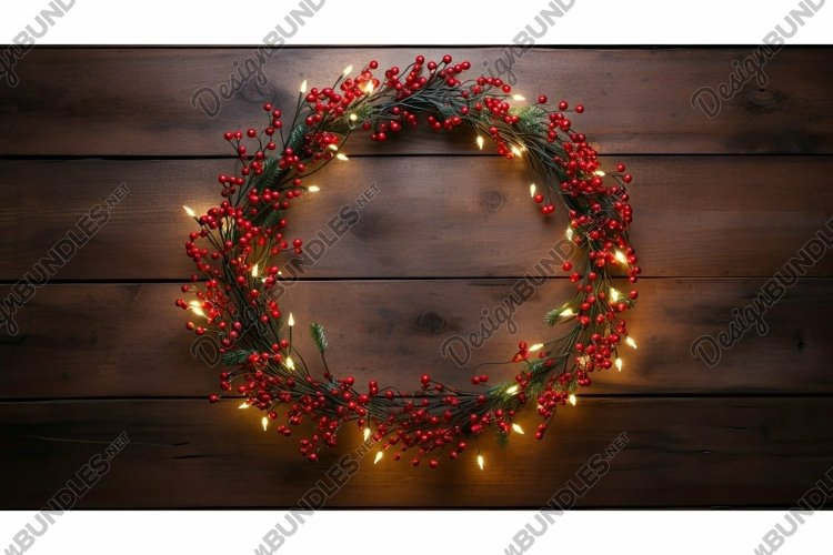 surface christmas lights flat lay