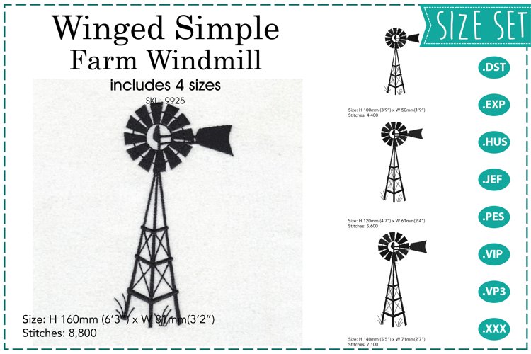 Winged Simple Farm Windmill