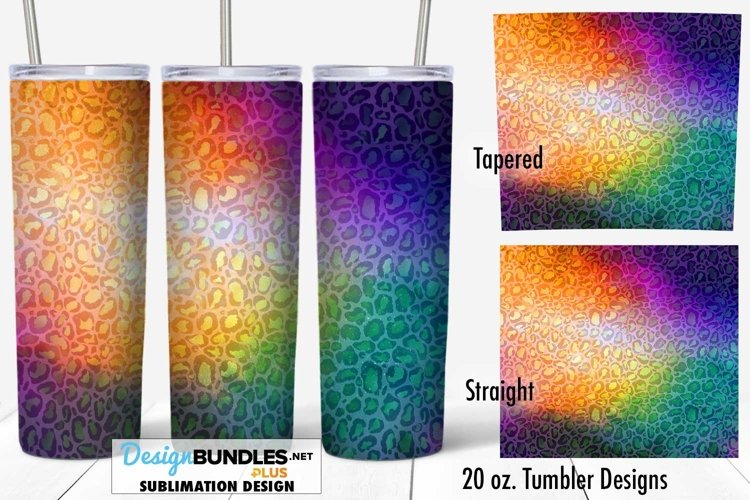 Rainbow Leopard Print Tumbler Sublimation Wrap | 20 oz