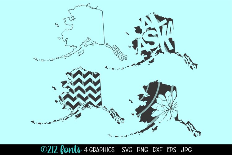 4 - Alaska State Map Graphic Cut File DXF PNG JPG SVG EPS