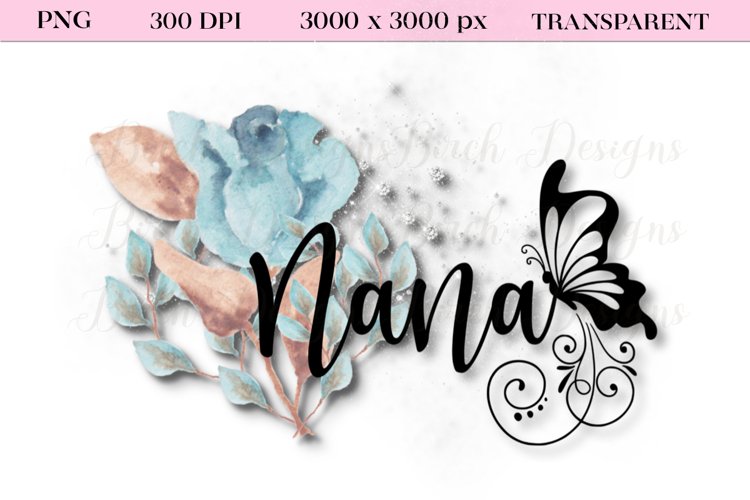 Nana PNG Design, Floral Sublimation