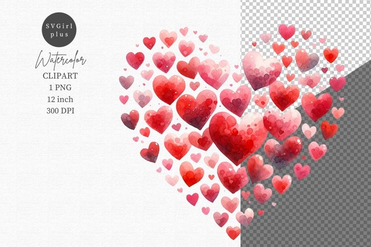 Valentines day, Heart clipart, Watercolor clipart