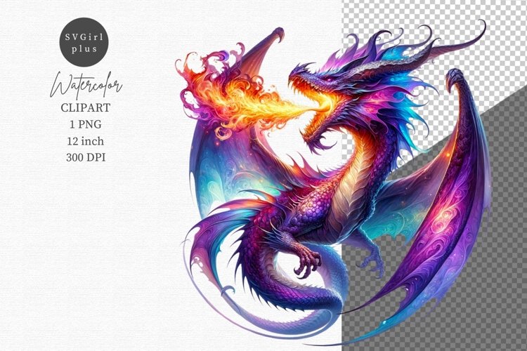 Dragon clipart, Fantasy clipart, Watercolor (3058852)