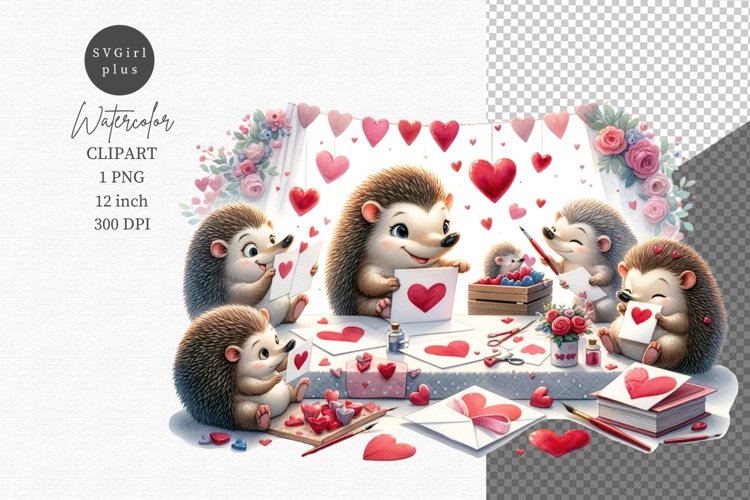 Hedgehogs family crafting, Valentines Day, Love (3079135)