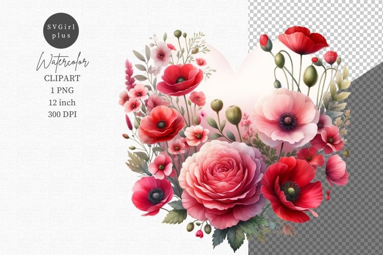 Valentines Day, Floral heart clipart