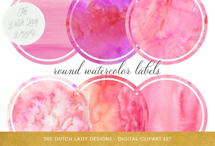 Pink Watercolor Label Clipart