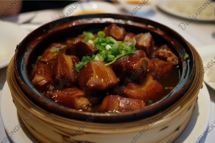 Savory braised pork belly in clay pot