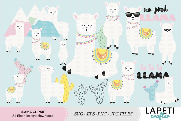 Llamas clipart set |Alpaca scrapbook clipart