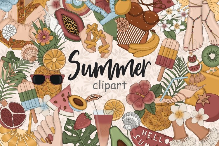 Summer Natural CLIPART Tropical Vacation Sticker Set - PNG (1286255 ...