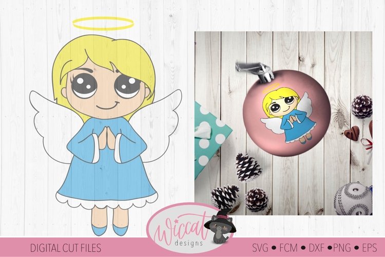 Praying Christmas angel, Kawaii angel, Cute angel girl, (168745) | SVGs ...