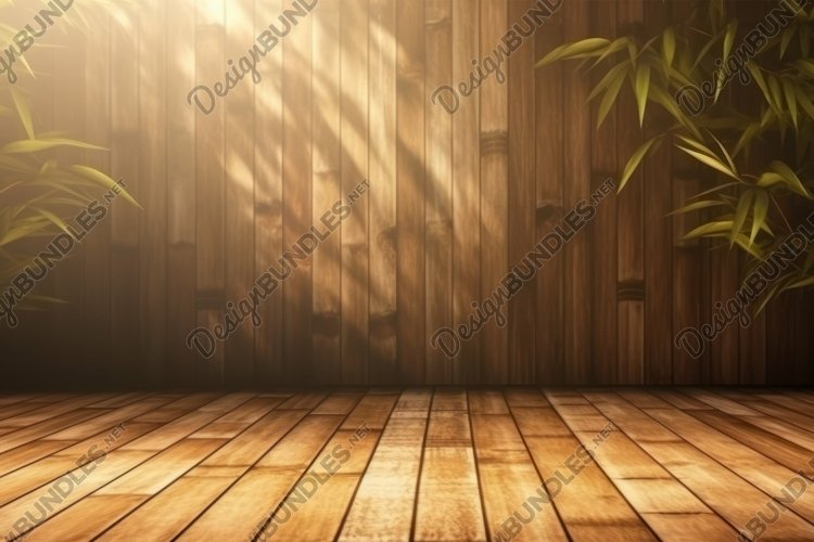 Wooden Background With Leaves And Sunshine (4101509)