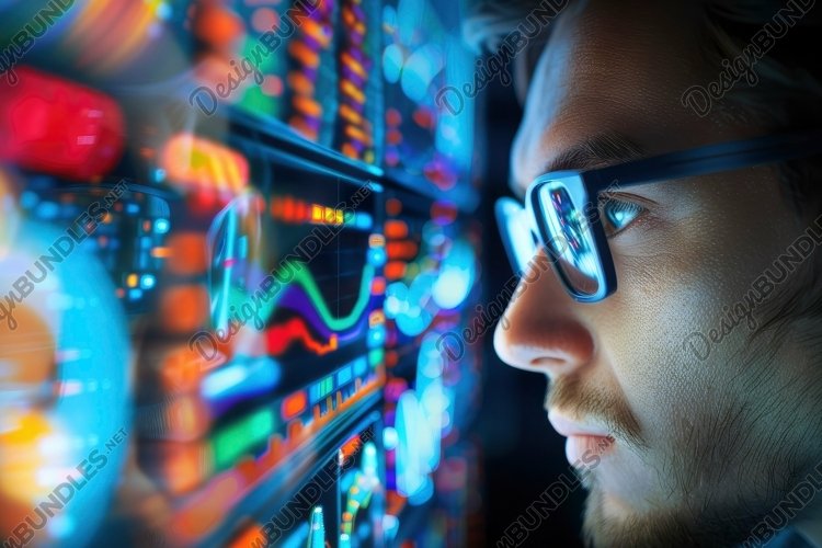 Man See Digital Screen Background