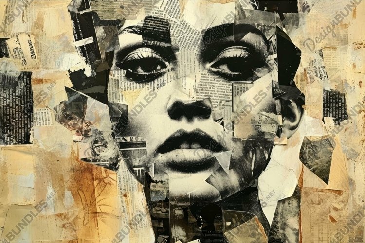 Art collage woman portrait. Generate Ai (4328270)