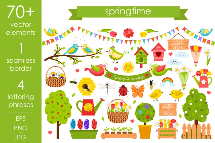 Spring. Collection of design elements (1255639) | Elements | Design Bundles